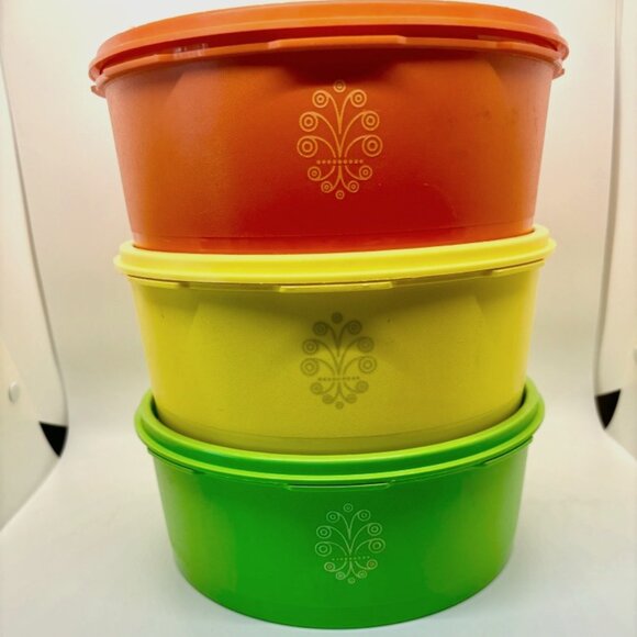 Tupperware | Kitchen | Vintage Tupperware Multicolored Canister Set ...